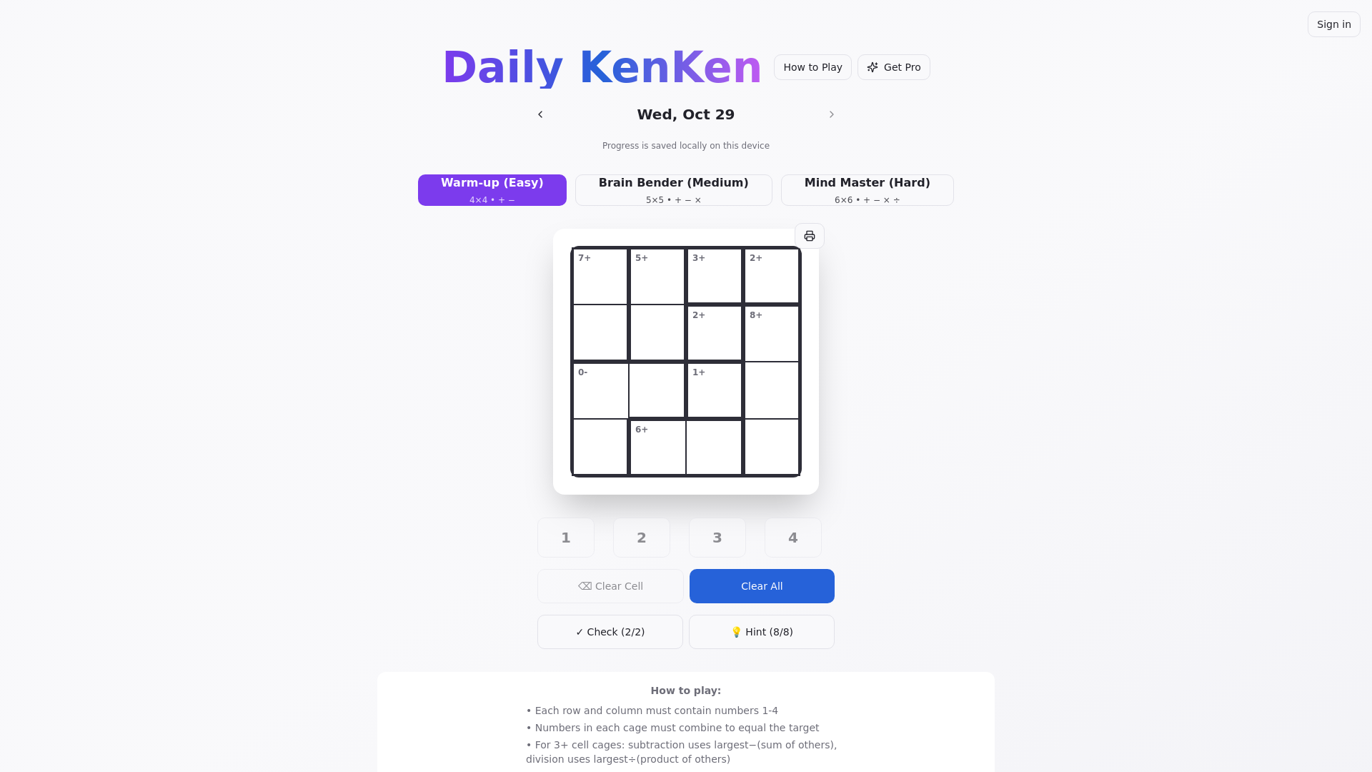 KenKen - Mathematical Logic Puzzle