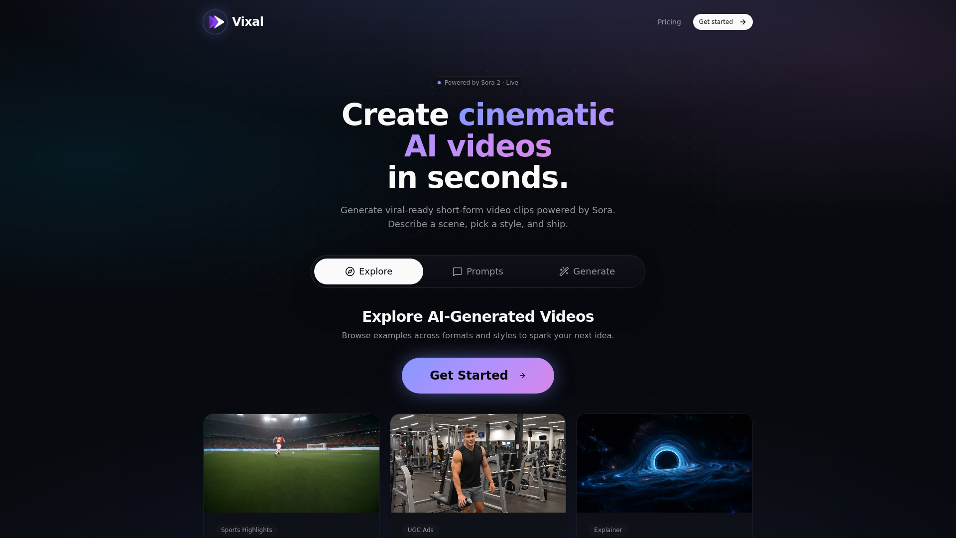Vixal — Cinematic AI Video, Generated in Seconds