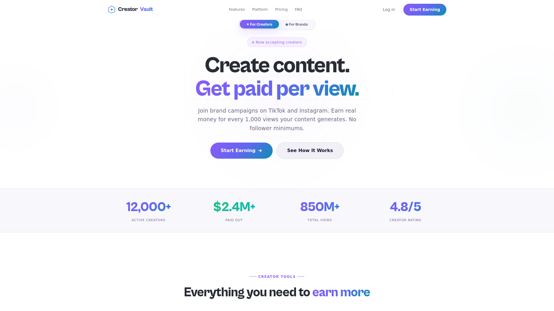 CreatorVault - Multi-Platform Performance Marketplace