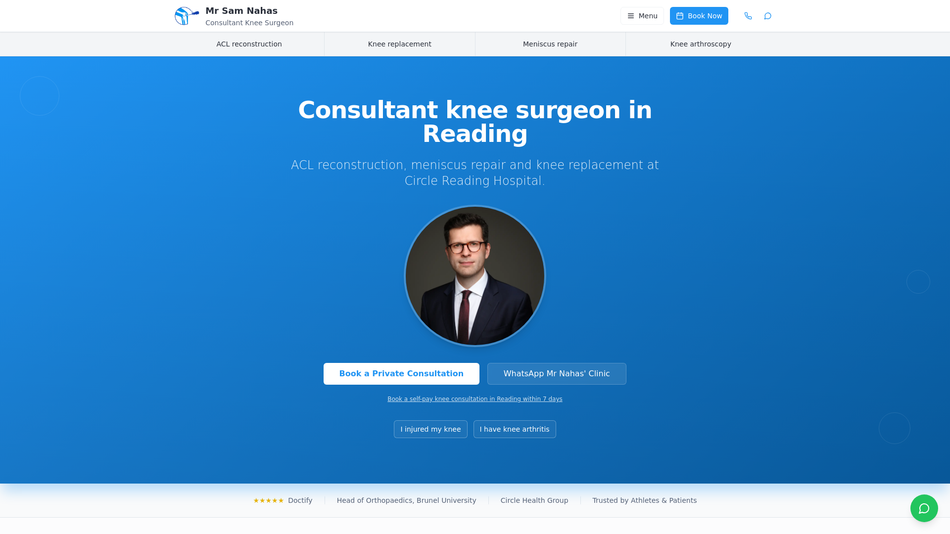 Knee Surgeon Reading | Mr Sam Nahas | Same-Week
