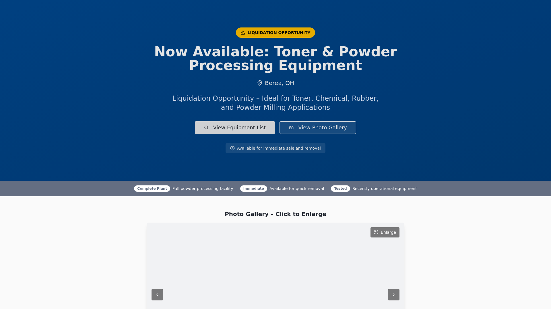 Toner & Powder Processing Equipment Liquidation – Berea, OH | Federal ...