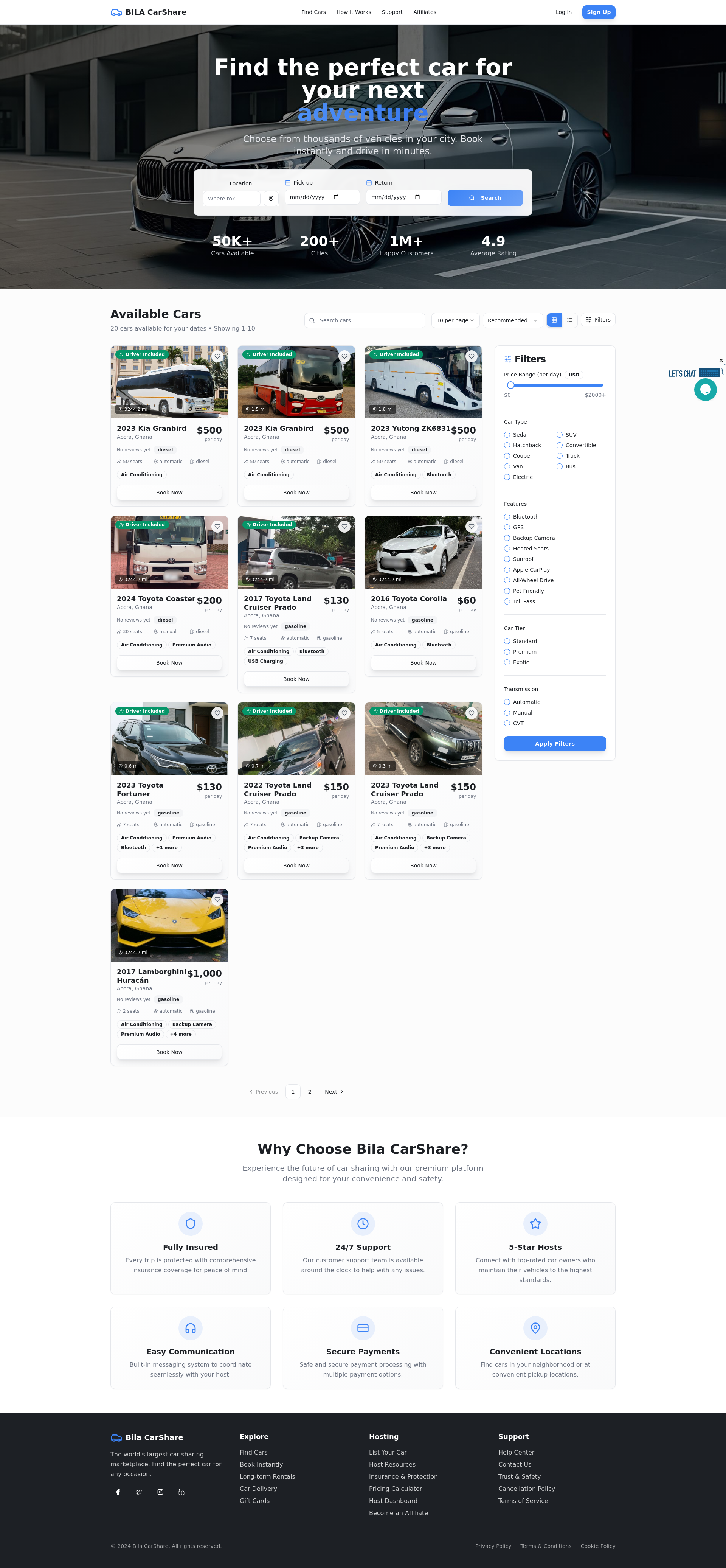 Bila CarShare - Premium Car Sharing Platform | Rent Cars by the Hour or Day