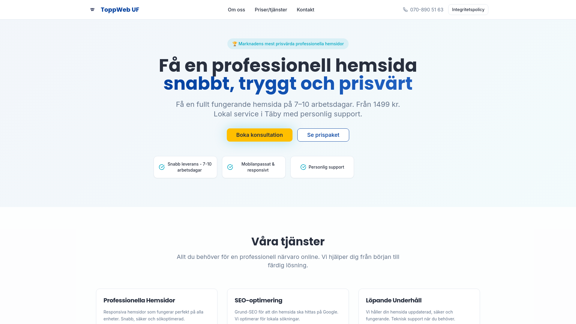 ToppWeb — Enkla, proffsiga och prisvärda hemsidor