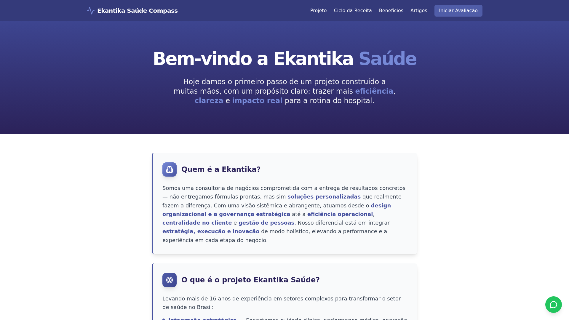 Ekantika Saúde Compass - Avaliação de Maturidade do Ciclo de Receita