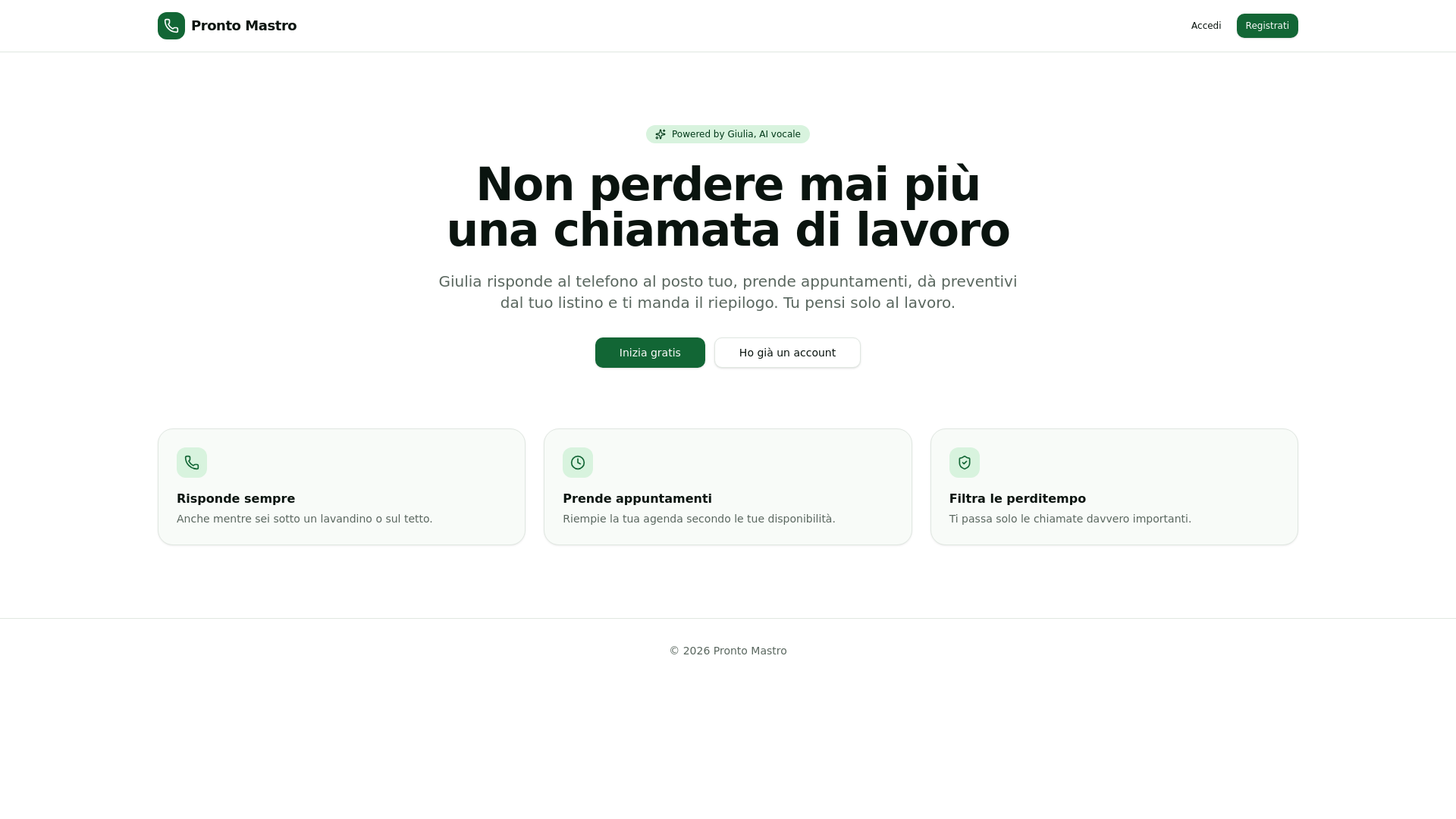 Termini di Servizio — Pronto Mastro
