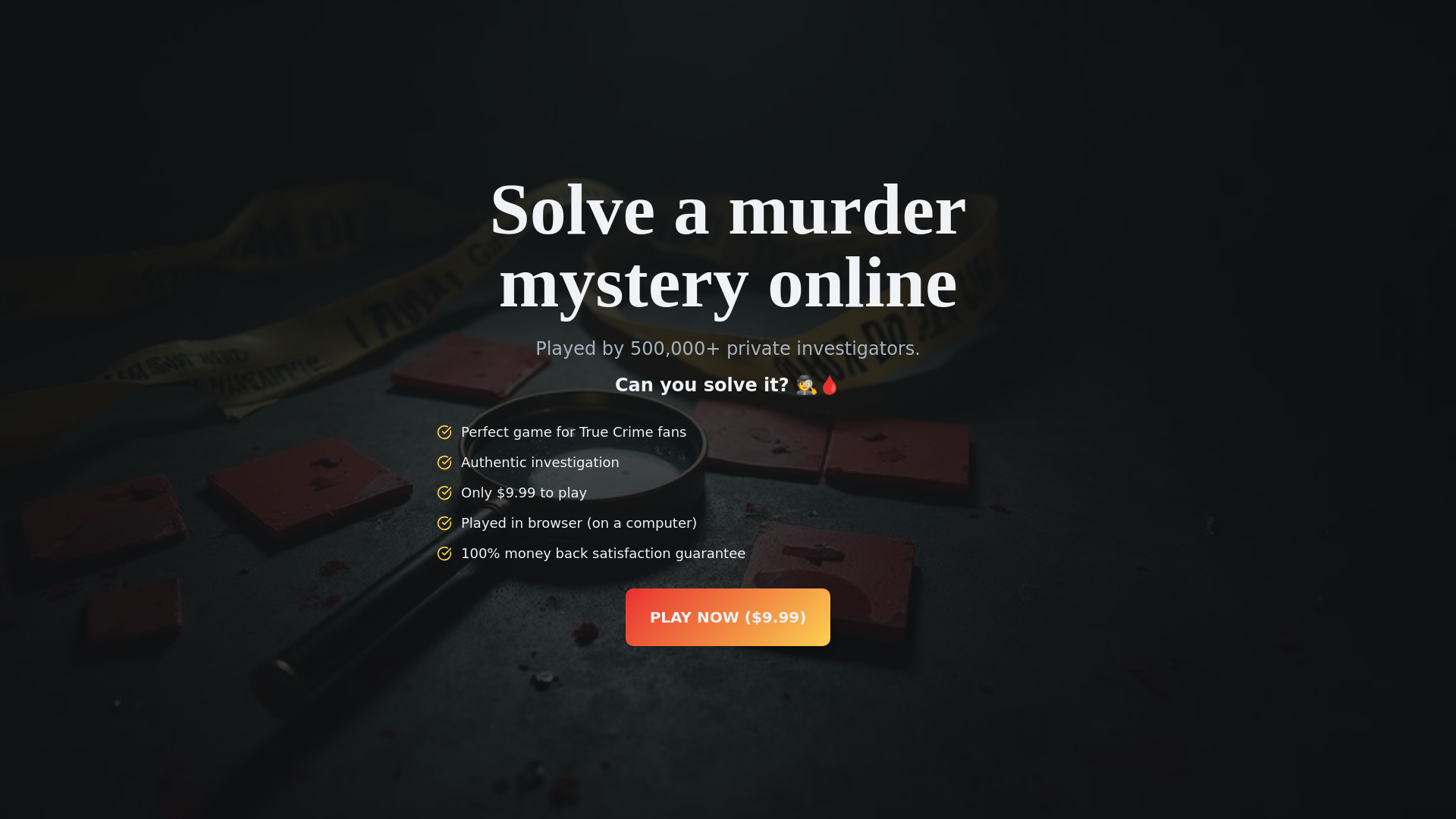 Solve a murder mystery online - Cold Case Games