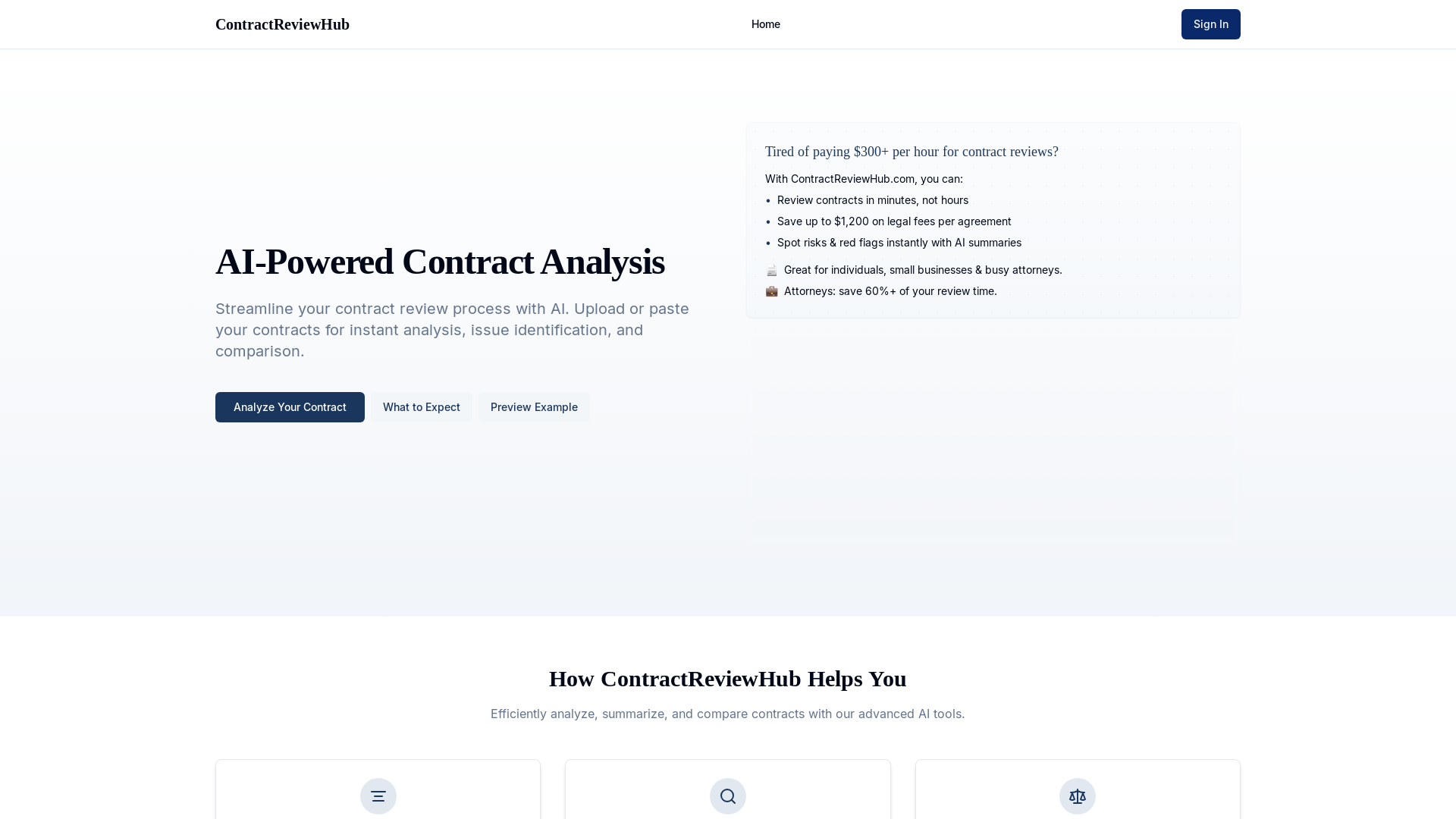 ContractReviewHub - AI-Powered Contract Analysis for Legal Professionals