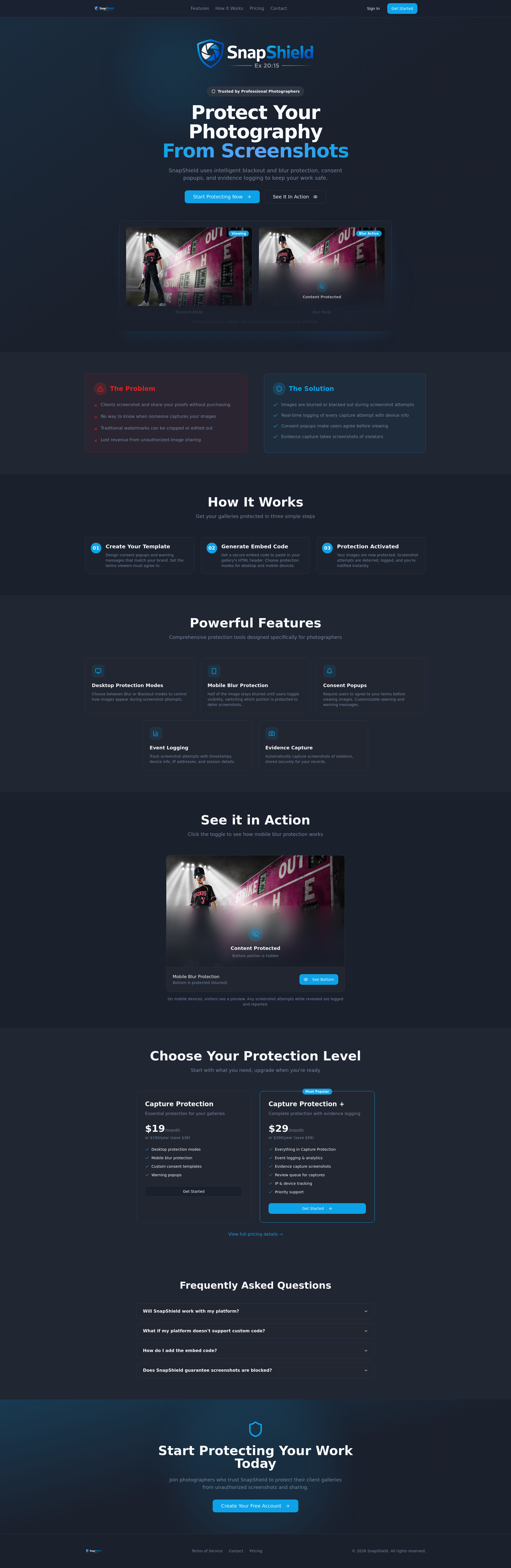 SnapShield - No-Screenshot Protection for Photographers