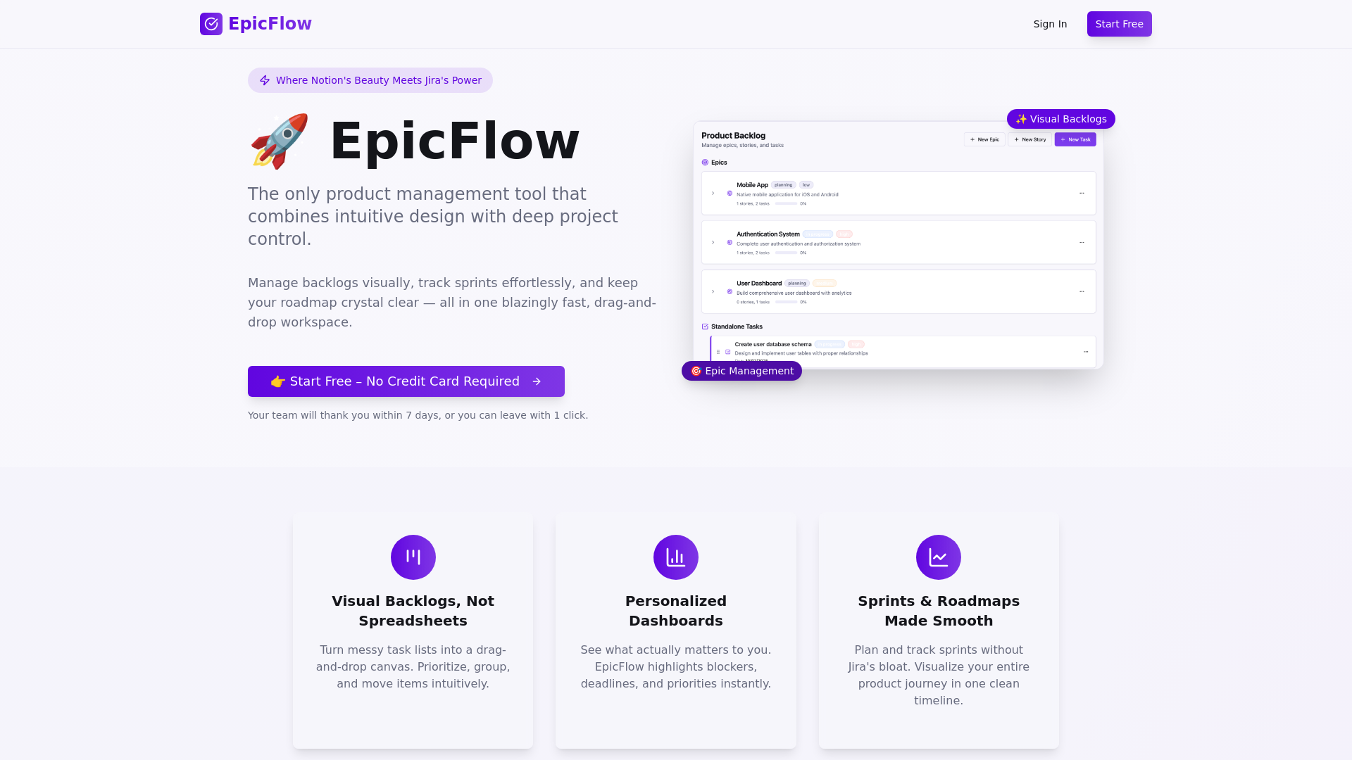 EpicFlow – Where Notion's Design Meets Jira's Depth for PMs