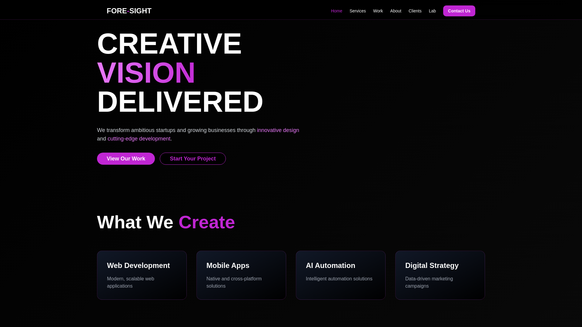 FORE-SIGHT | Creative Agency | Toronto