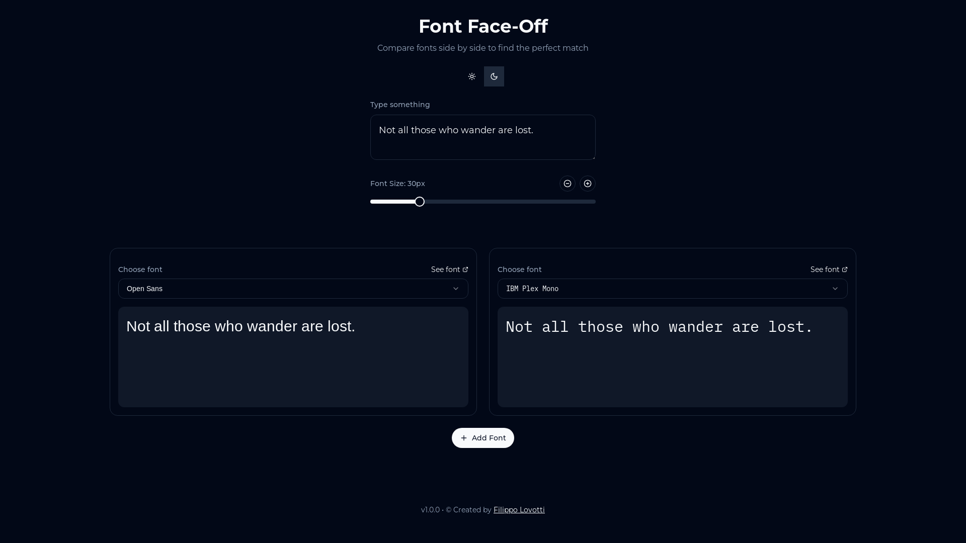 Font Face-Off | Compare Fonts Side by Side
