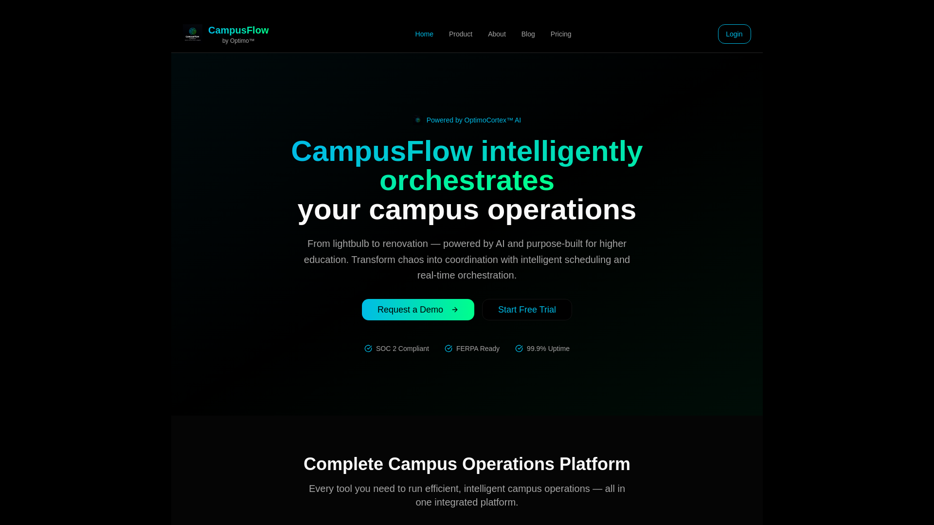 CampusFlow by Optimo™ - AI-Powered Campus Facilities Management