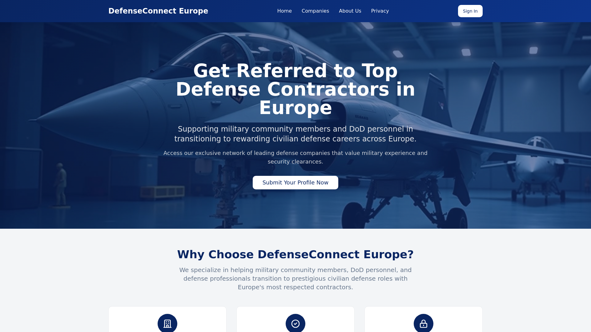 DefenseConnect Europe - Defense Contracting Jobs & Referrals