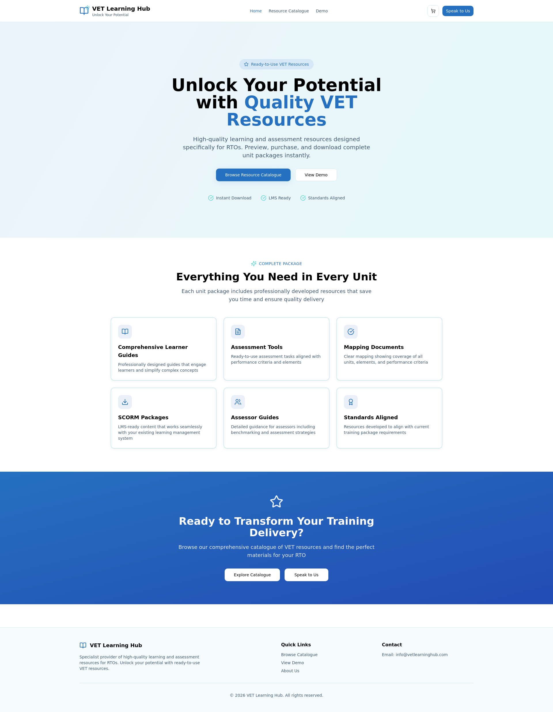 VET Learning Hub - Quality VET Resources for RTOs