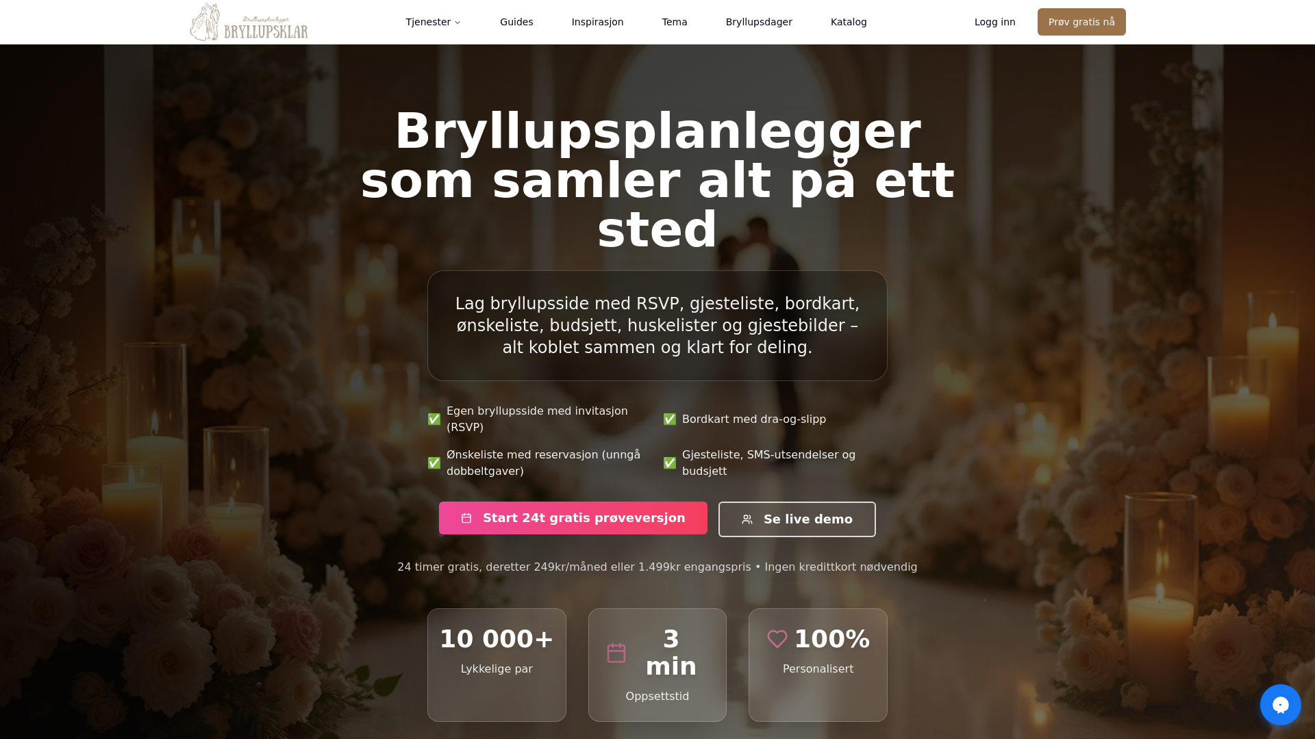 Bryllupsplanlegger: Bryllupsside, RSVP, Bordkart & Ønskeliste ...
