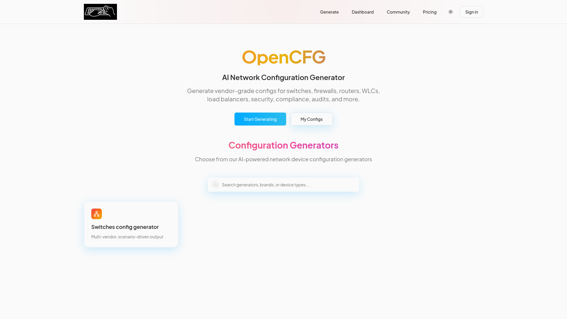OpenCFG — Network Configuration Generator