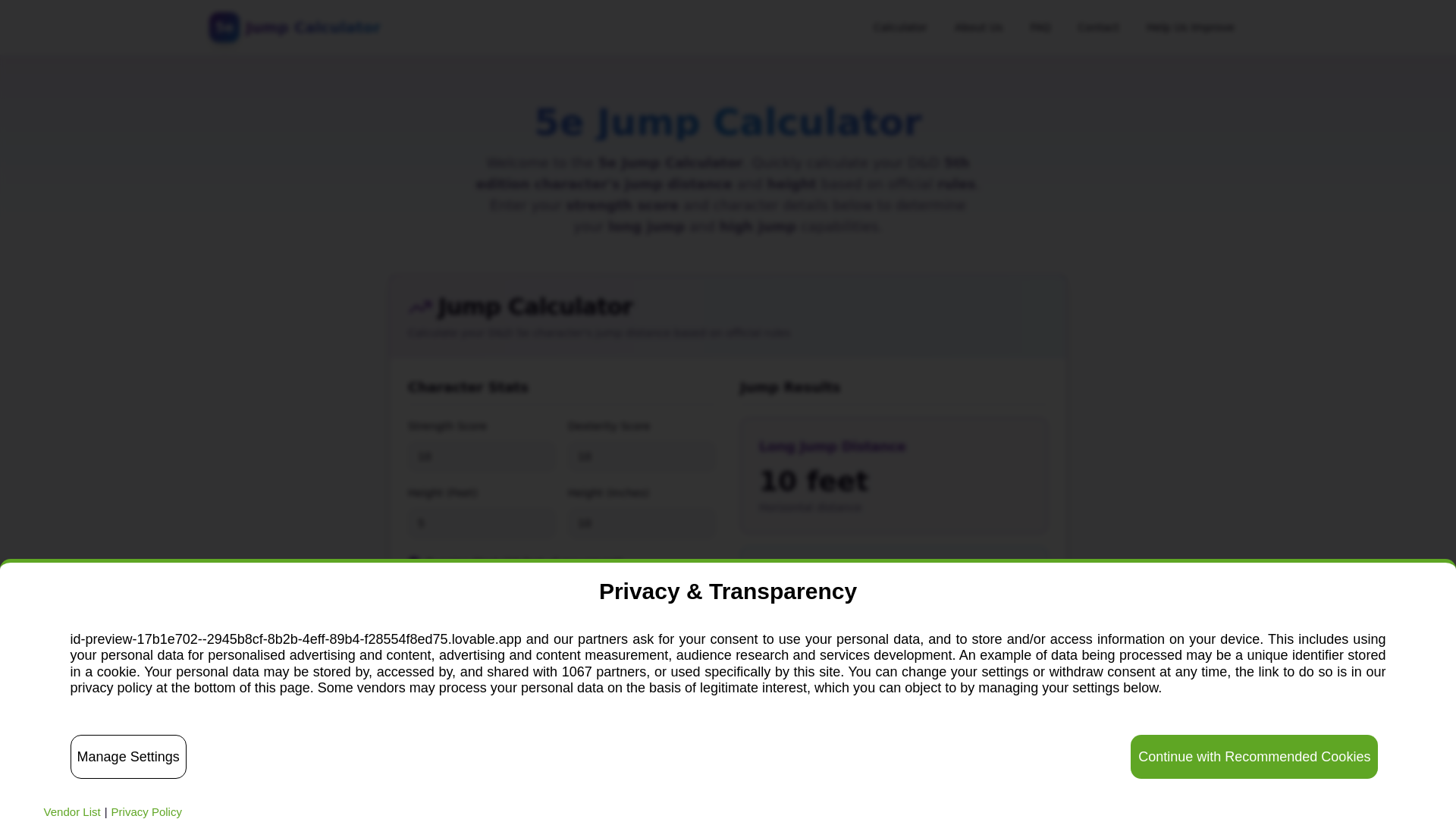 5e Jump Calculator - D&D 5th Edition Jump Distance Tool