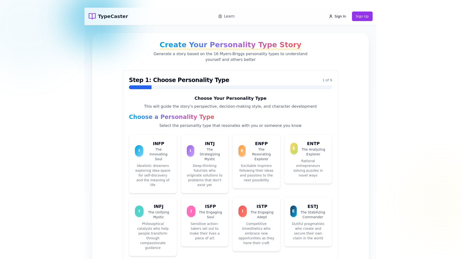 StoryTypeCaster - MBTI Story Generator