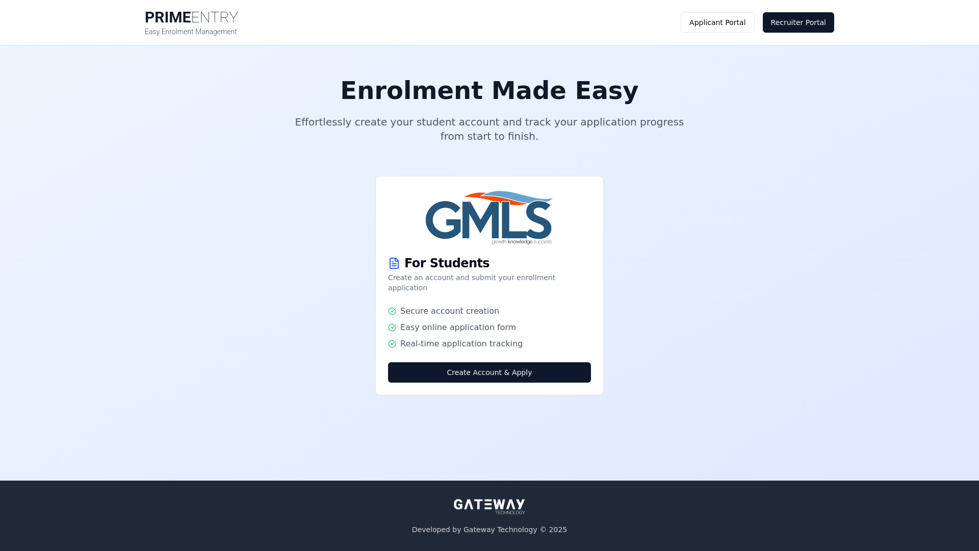 Prime Entry - Student Enrollment System