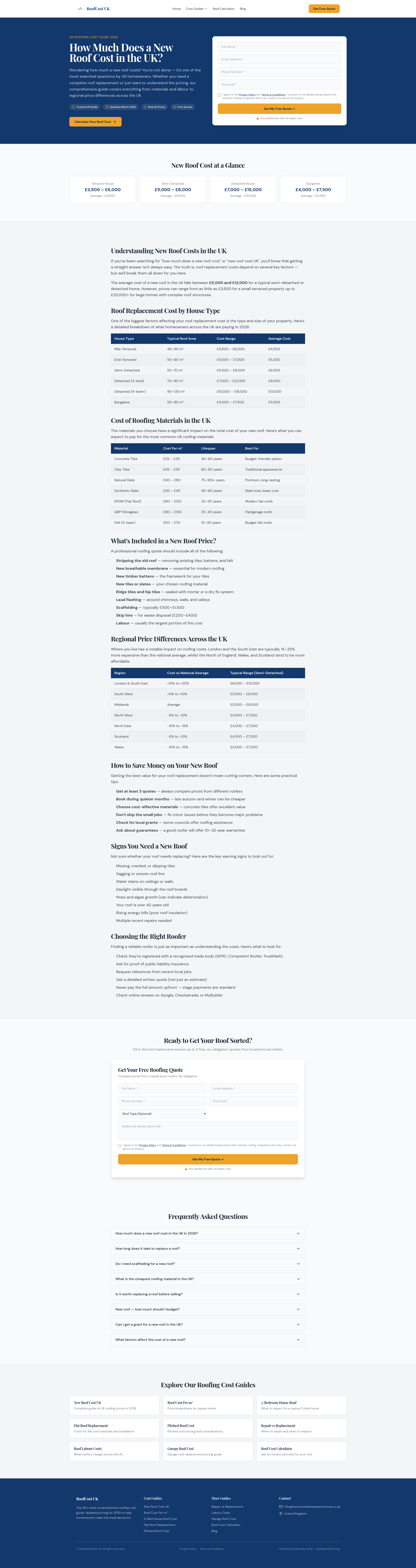 Roof Cost Per m² UK 2026: Prices From £45/m² (Full Table)