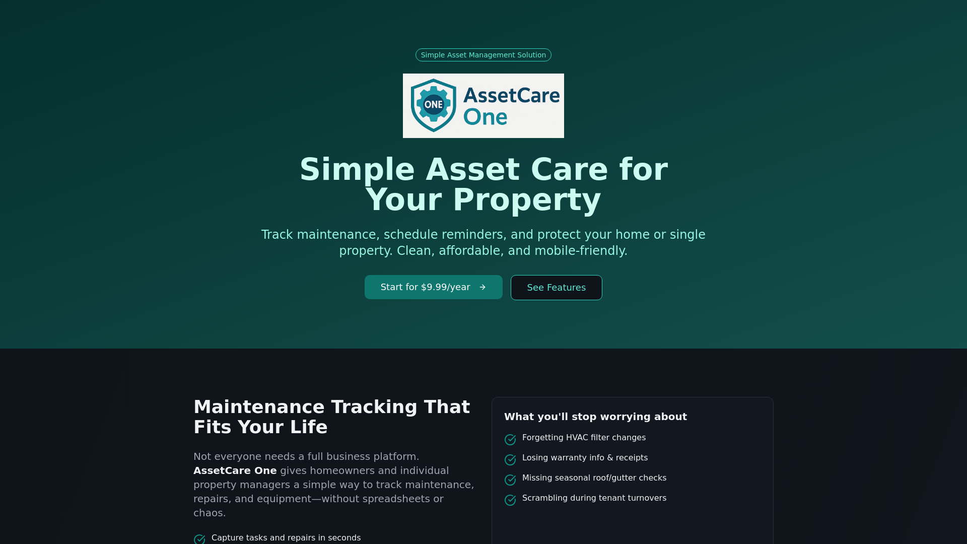 AssetCare One | Simple Asset Care for Your Property