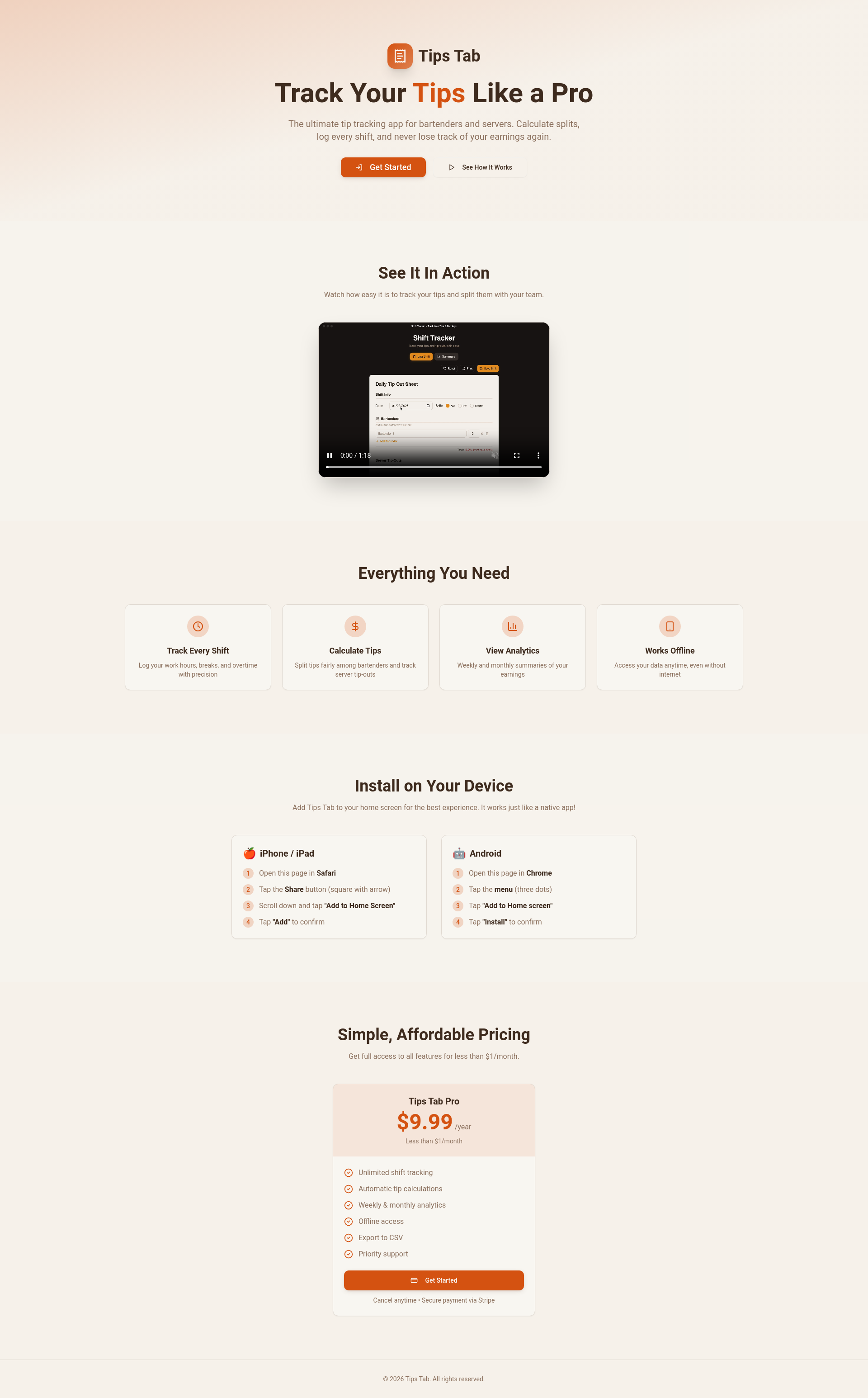 Tips Tab - Track Your Tips & Earnings