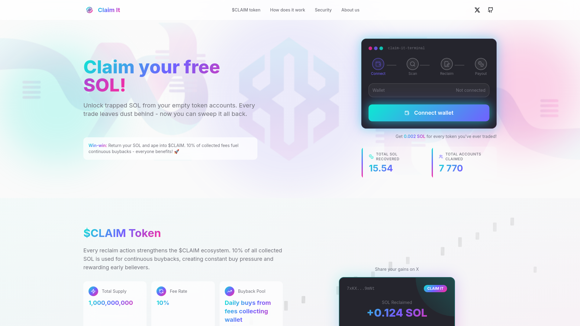 Claim It — Reclaim Your Free SOL | Solana Token Account Utility