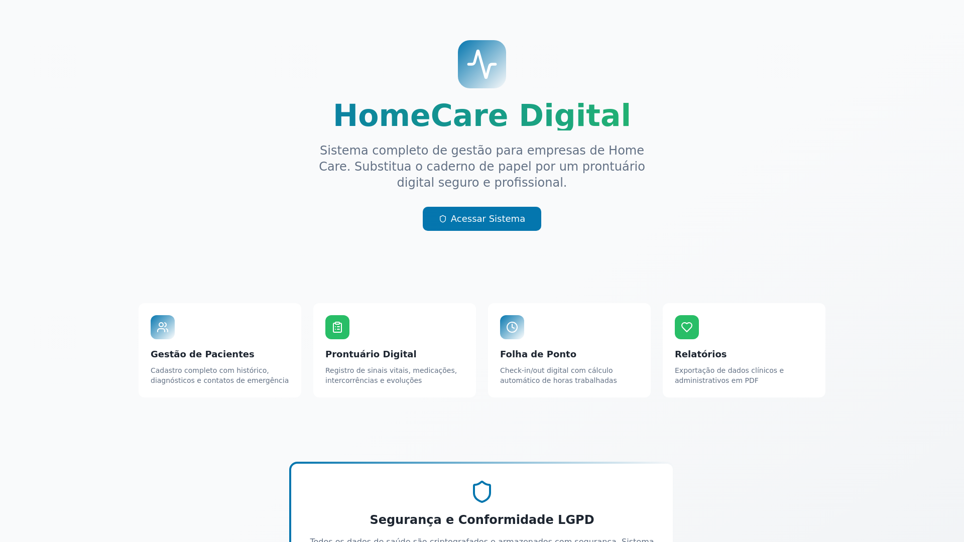 HomeCare Digital - Sistema de Gestão para Home Care