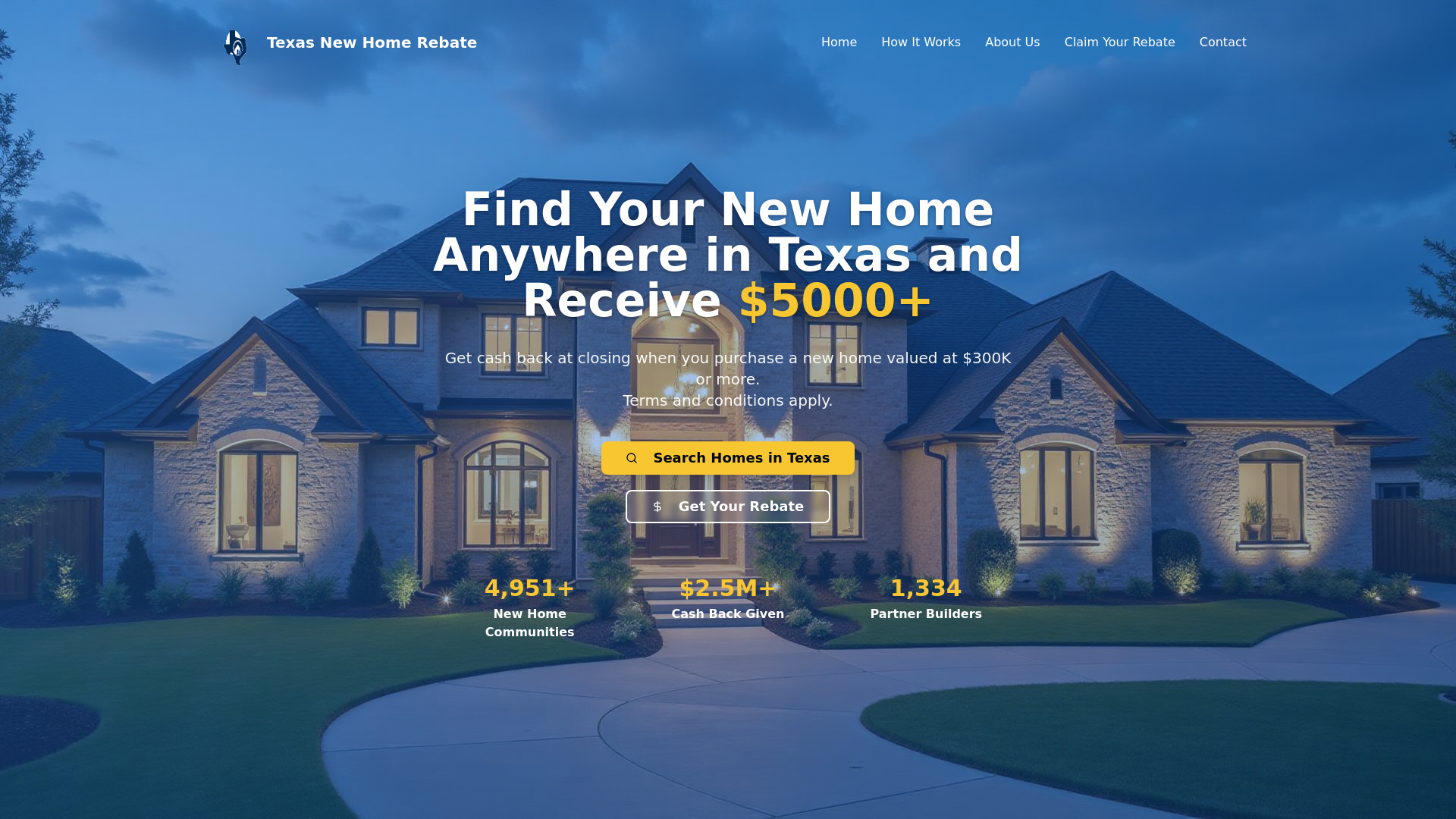 Texas New Home Rebate - Get $5000+ Cash Back at Closing