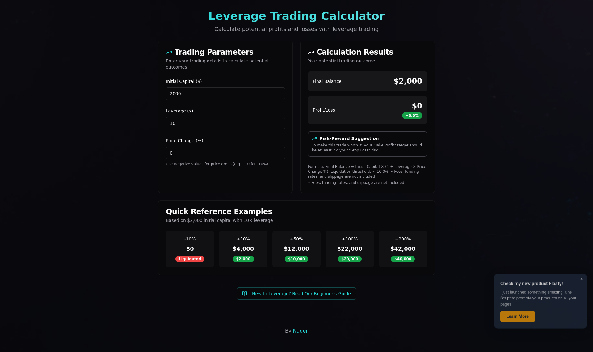 Leverage Trading Profit/Loss Calculator