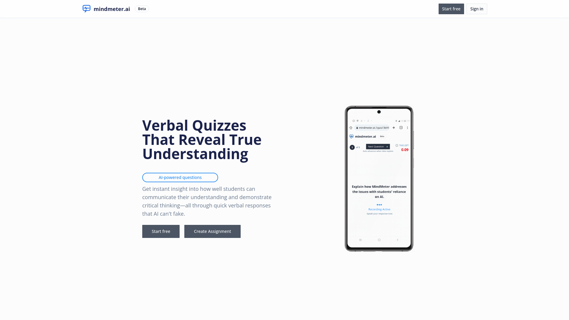 mindmeter.ai - AI-Powered Oral Assessments