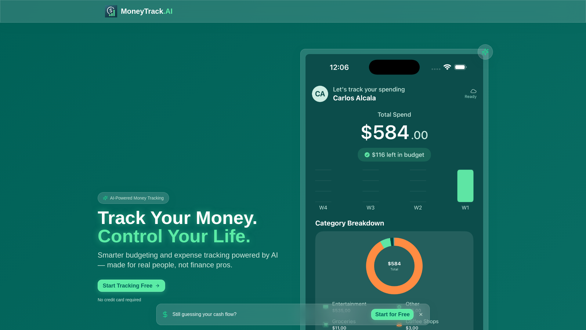 MoneyTrack.AI - AI-Powered Money Tracking for Real People