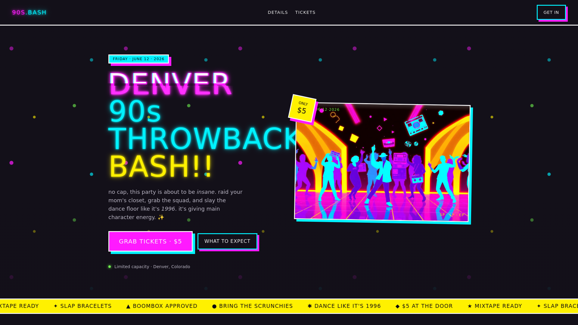 Project 90's — Friday June 12, 2026 · Denver