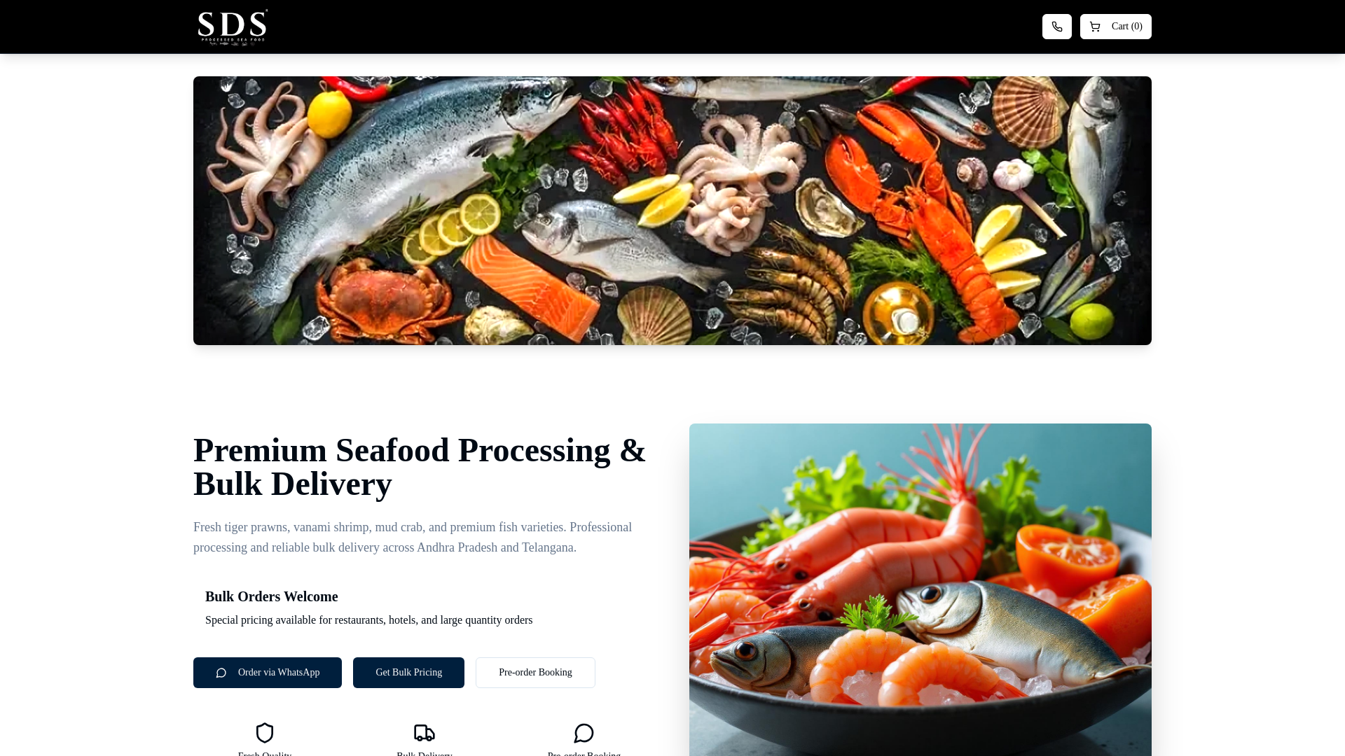 SDS Foods - Premium Seafood Processing & Bulk Delivery | AP & Telangana