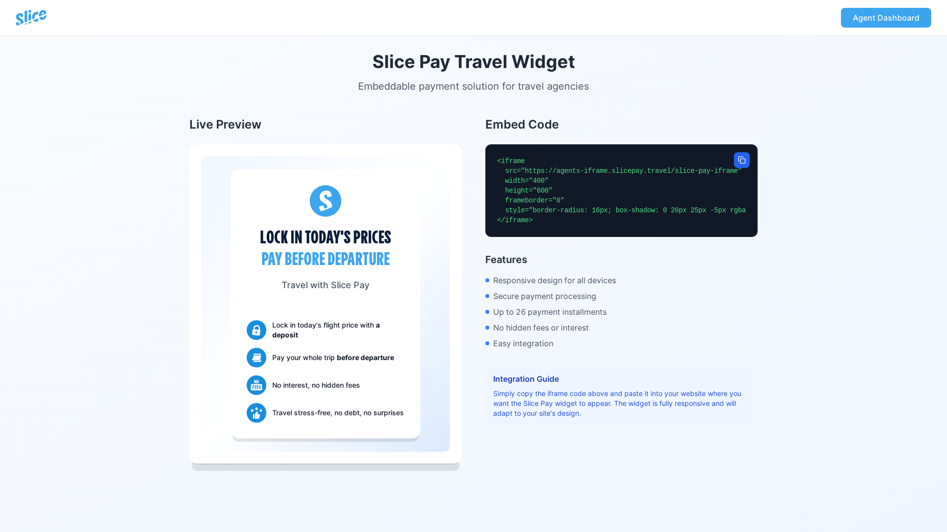 Slice Pay Travel Iframe