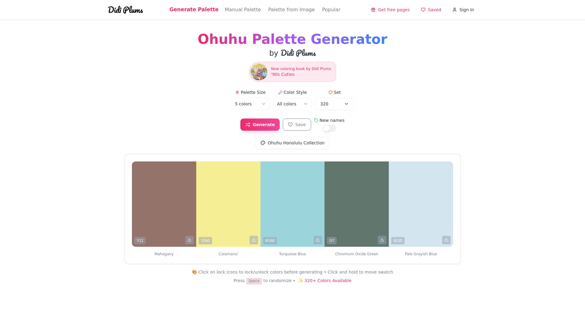 Ohuhu Palette Generator by Didi Plums | 320+ Colors Tool