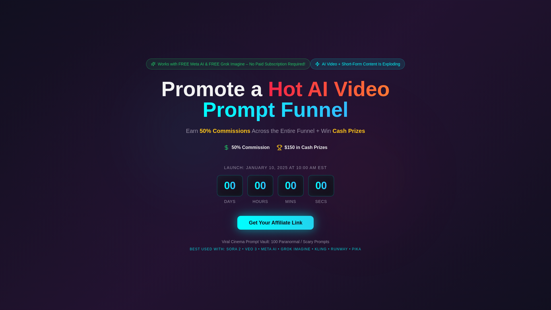 Viral Cinema Prompt Vault – JV / Affiliate Page | 50% Commissions