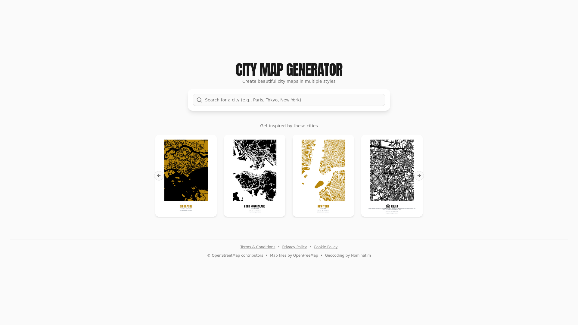 City Map Generator - Create Beautiful Black & White City Maps