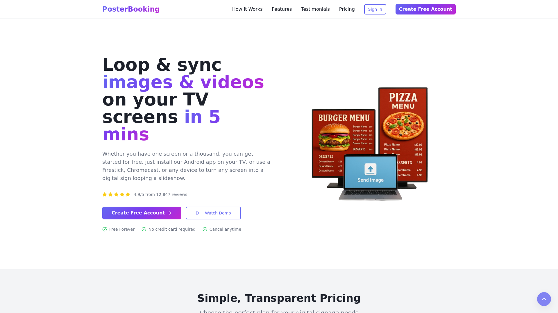 PosterBooking - Free Digital Signage Platform | Loop Images & Videos on ...