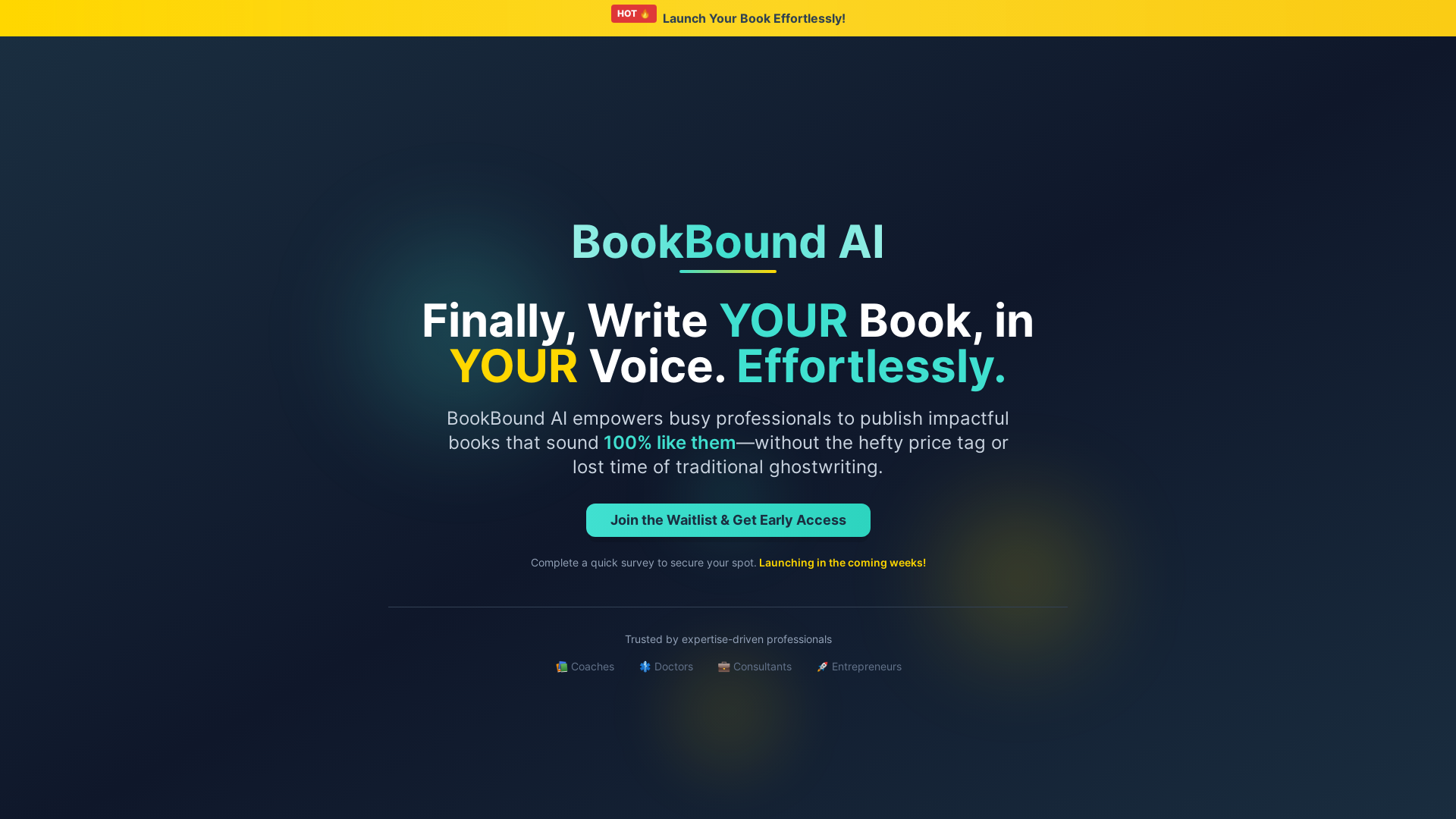 BookBound AI - Write YOUR Book, in YOUR Voice. Effortlessly.