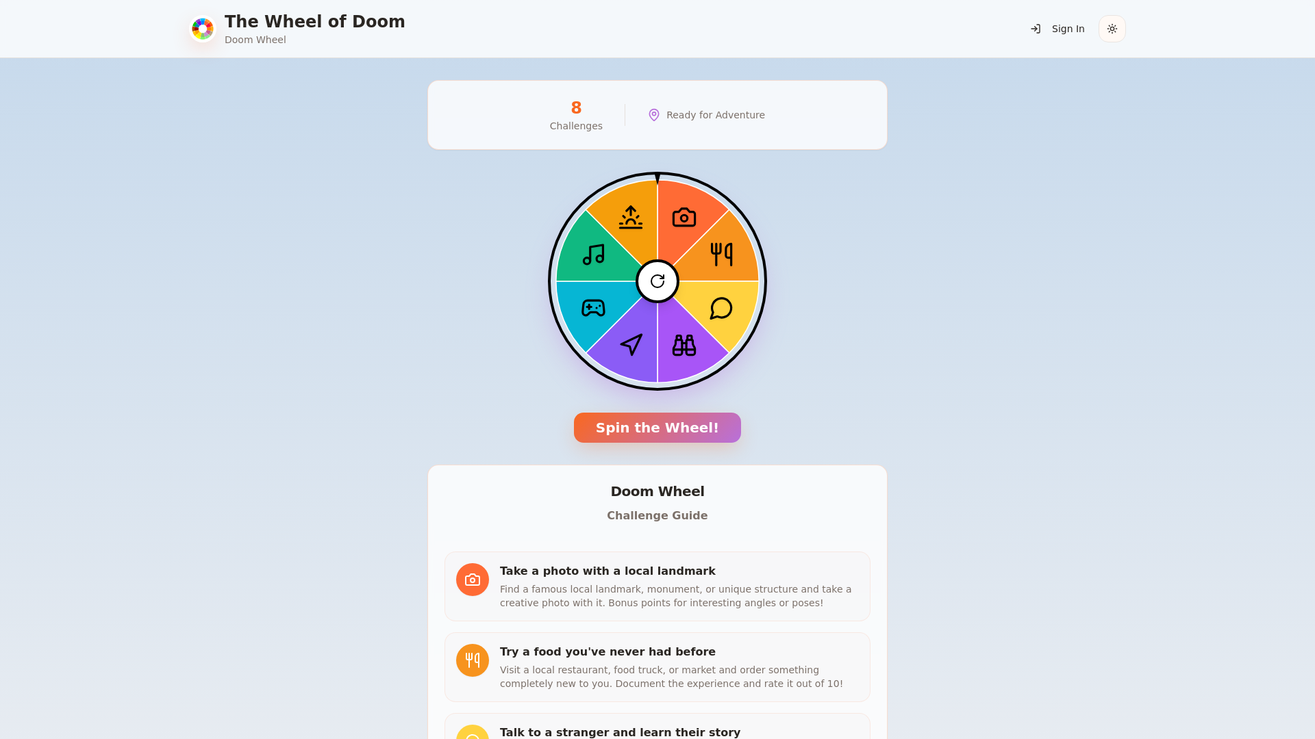 The Wheel of Doom - Adventure Challenge Wheel