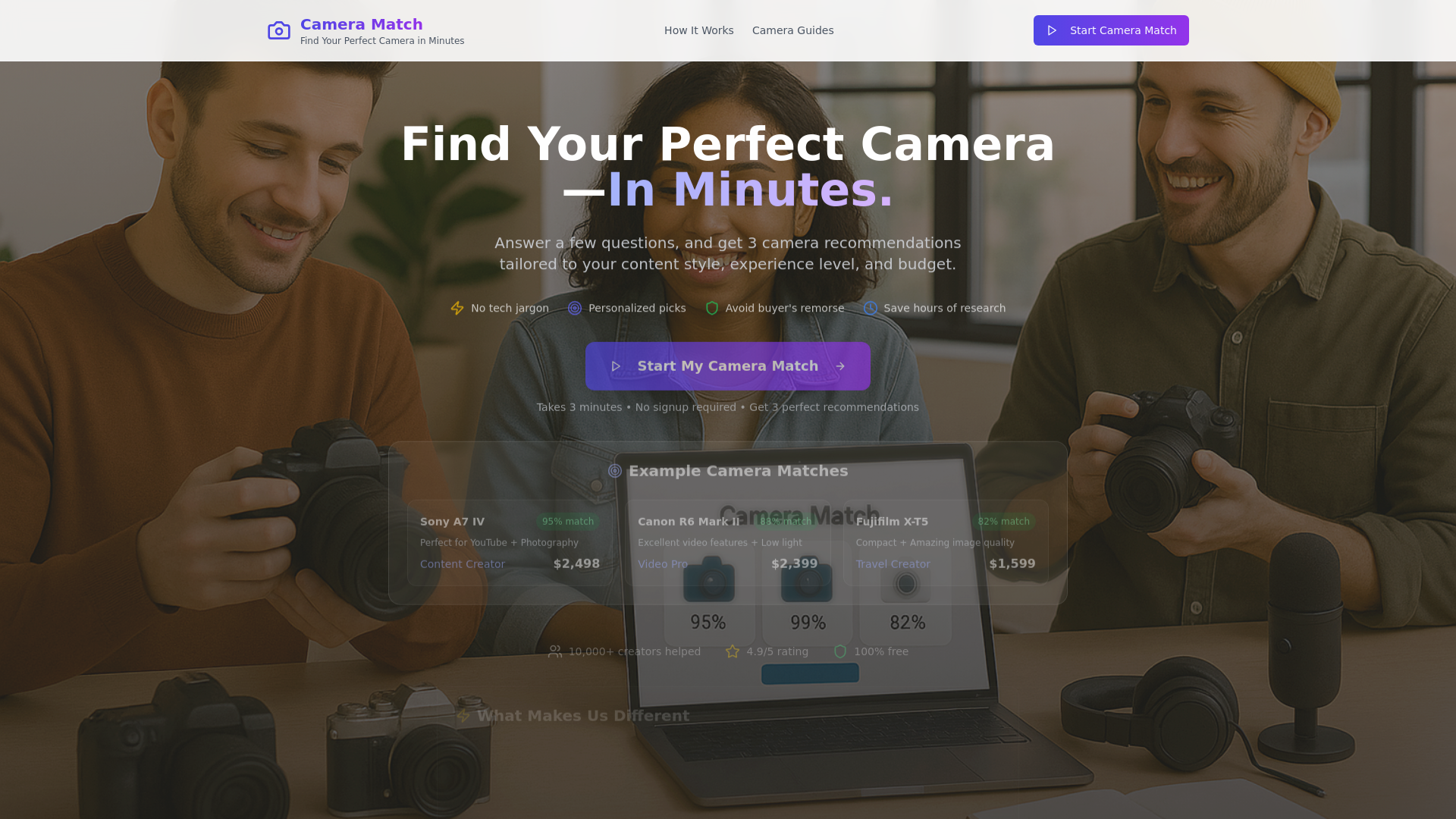 Camera Match - Find Your Perfect Camera | AI Camera Finder
