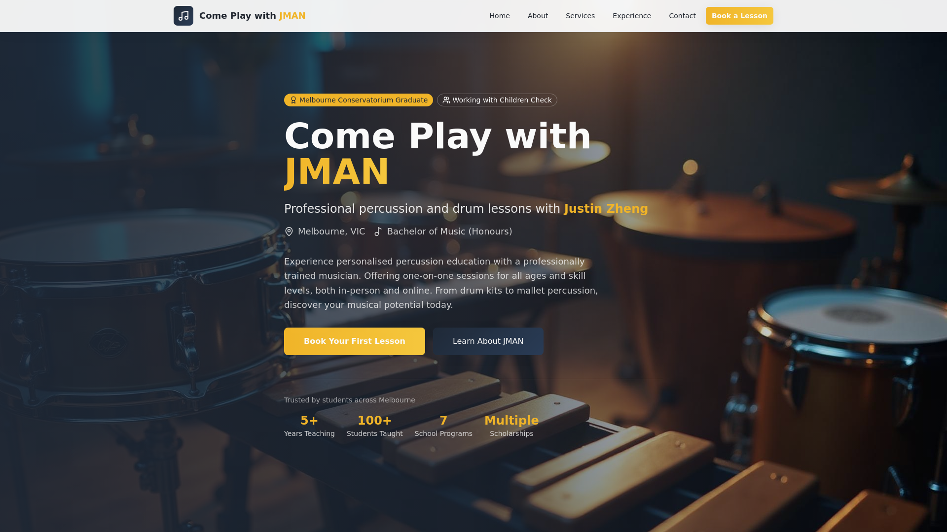 Come Play with JMAN - Professional Percussion Lessons Melbourne ...