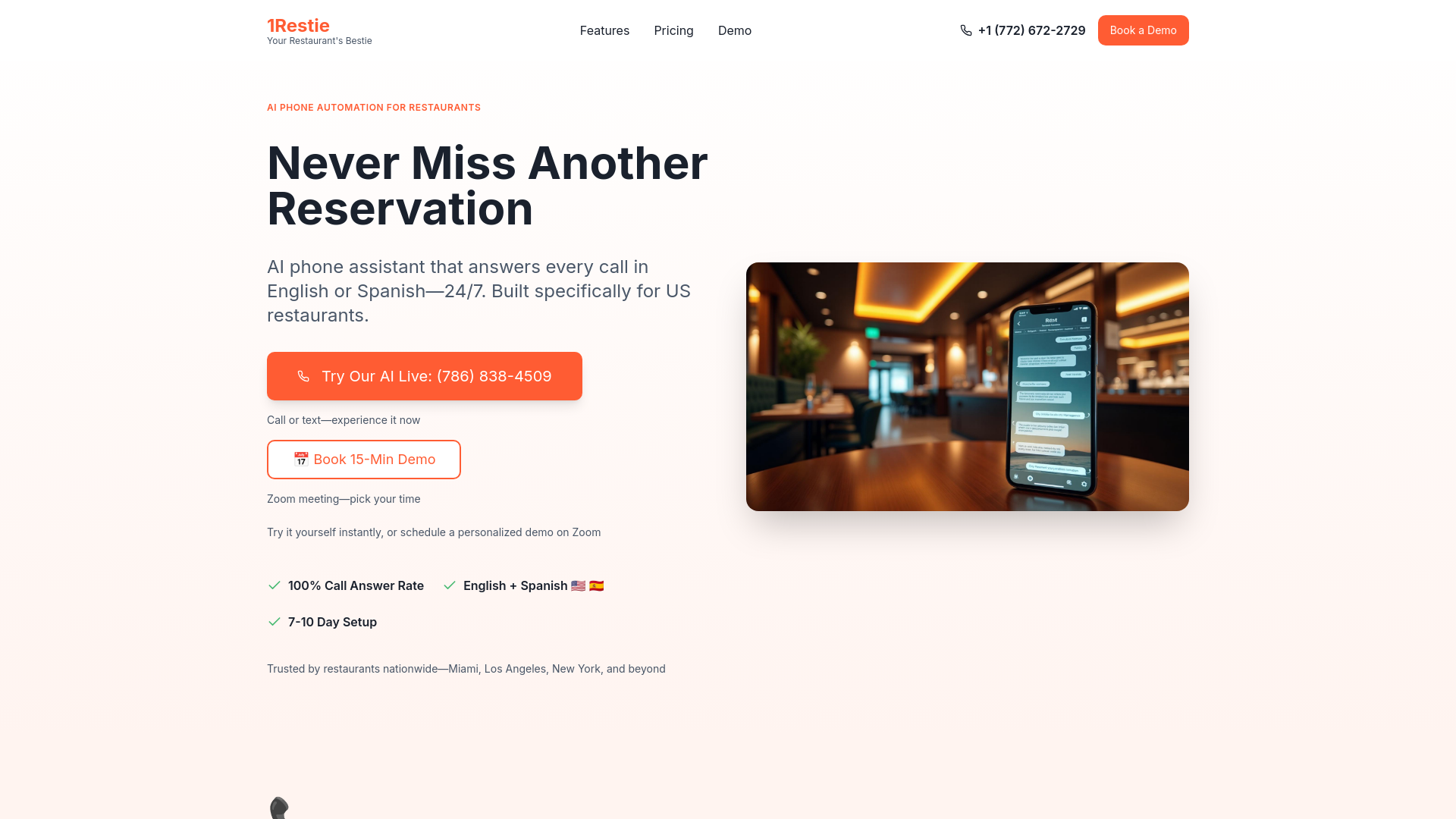 Restie.ai - Never Miss a Reservation Again | AI Phone Automation for ...