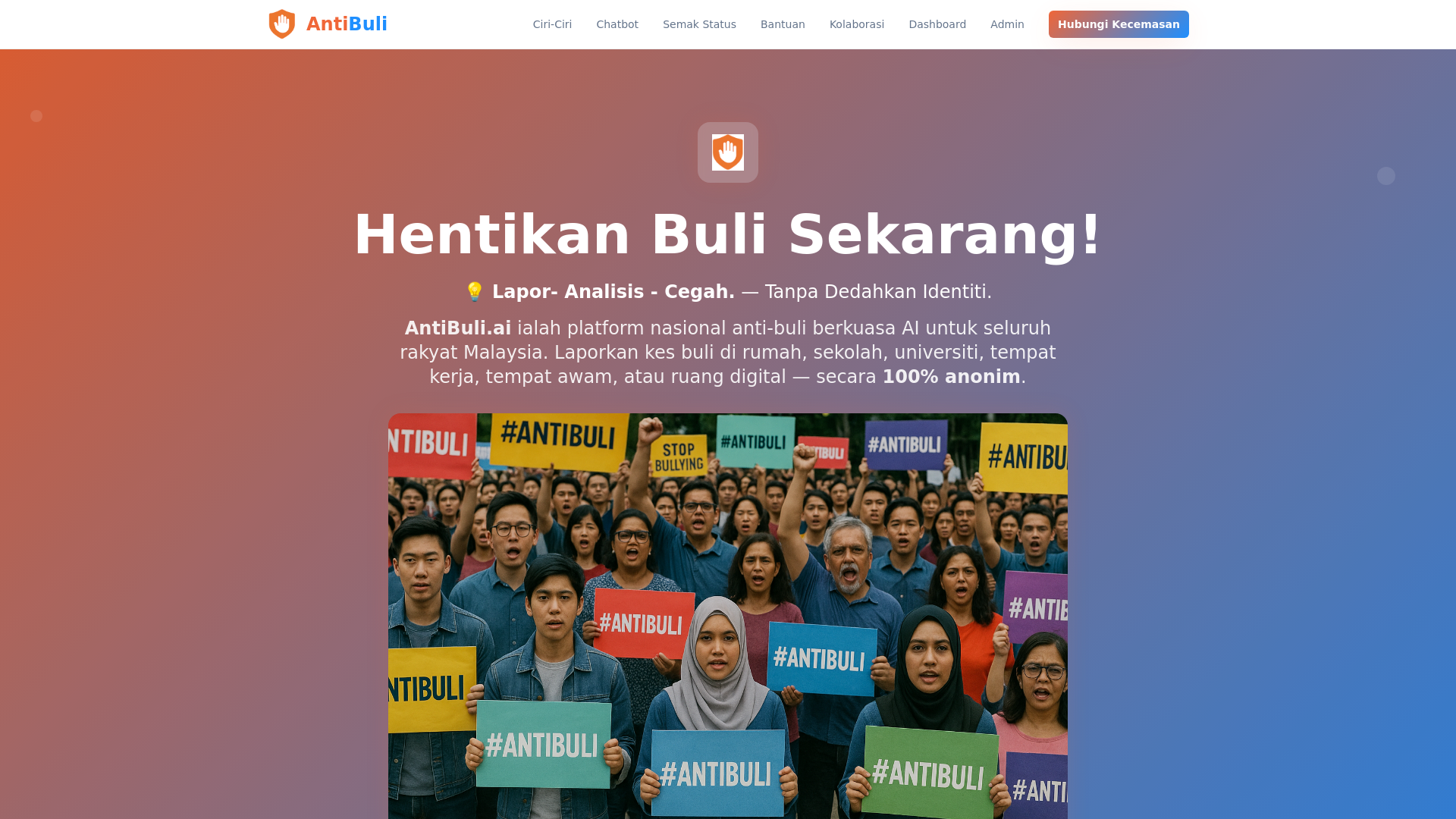 AntiBuli.ai - Platform Anti-Buli Anonim Malaysia