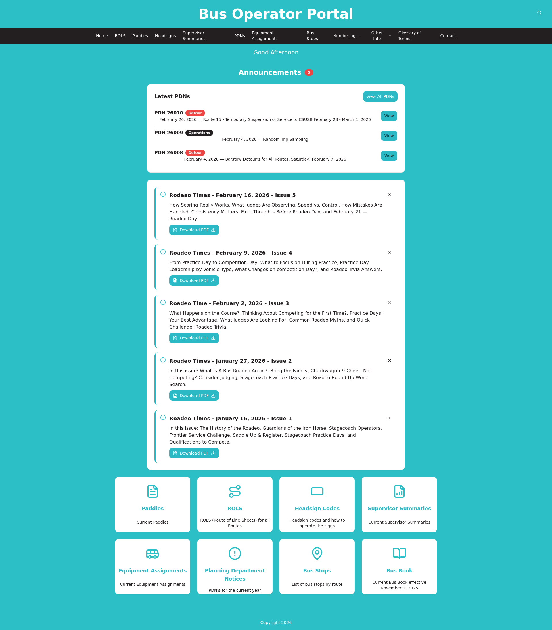 Bus Operator Portal