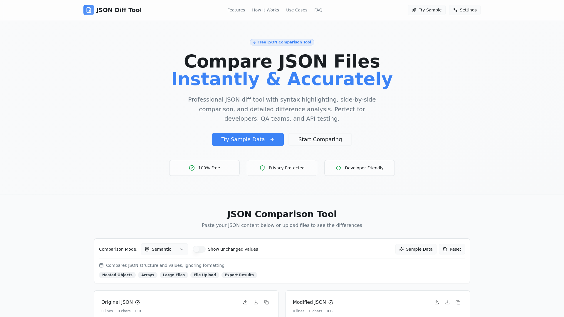 JSON Diff - Advanced JSON Comparison Tool
