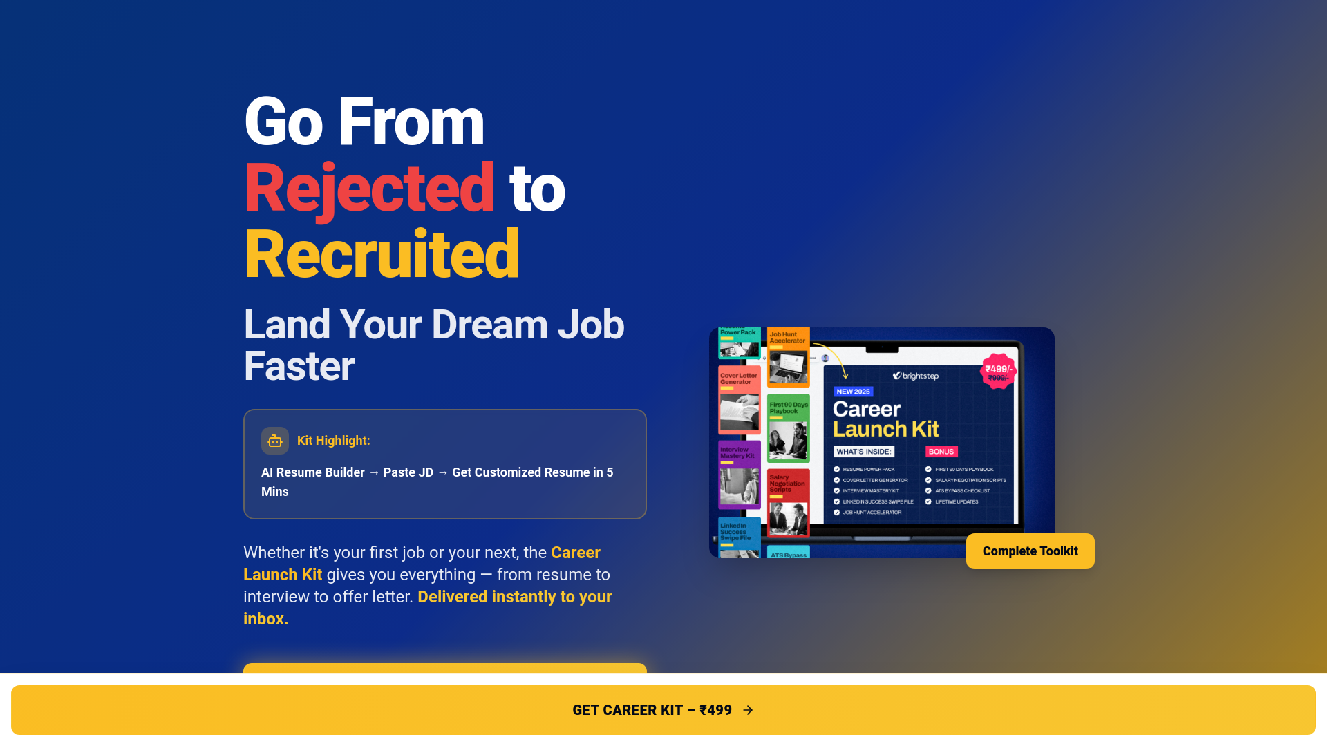 BrightStep: Career Launch Kit - Land Your Dream Job Faster | ₹499 Only
