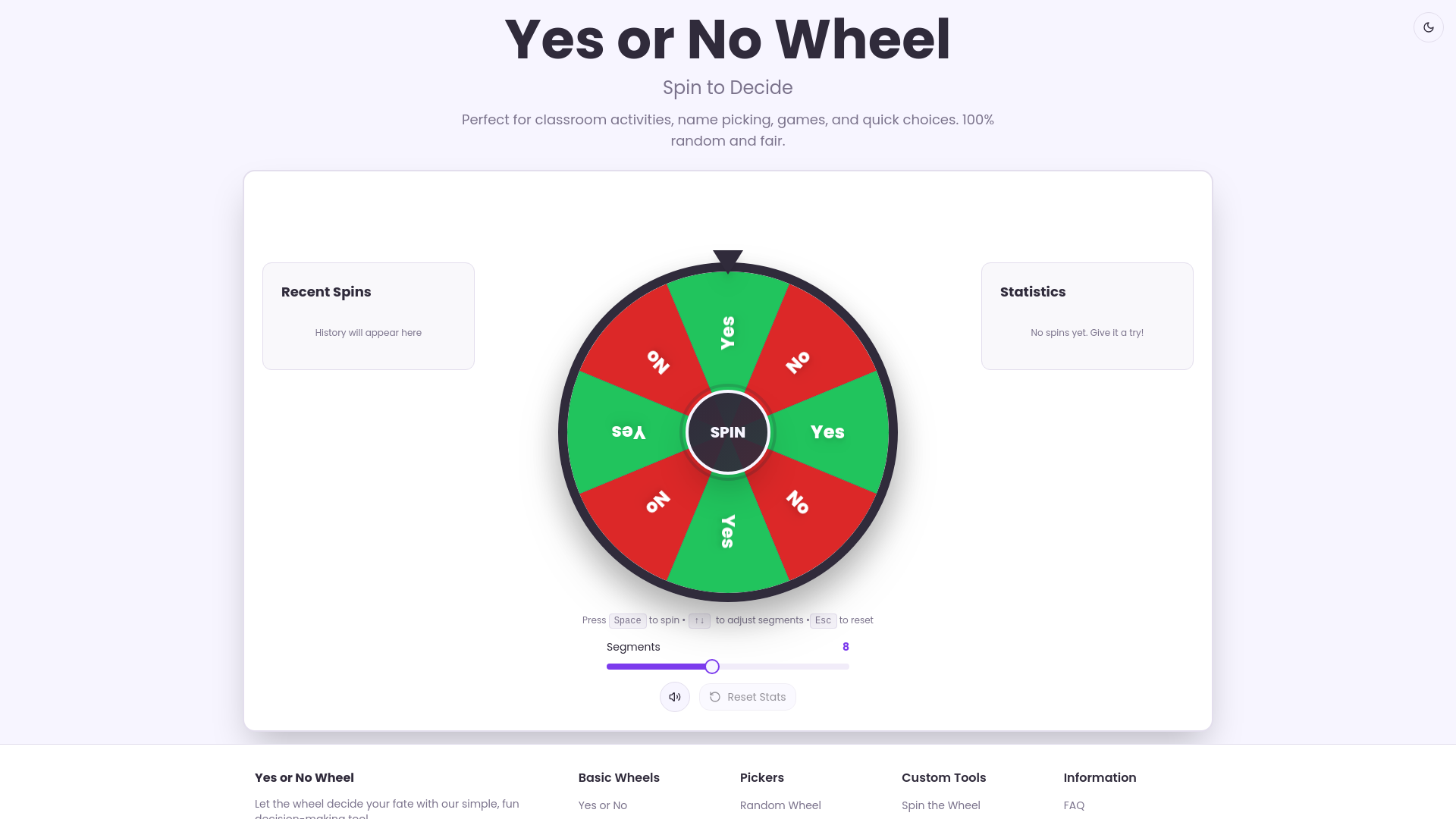 Yes or No Spinner – Free Decision Wheel | YesOrSpin.com