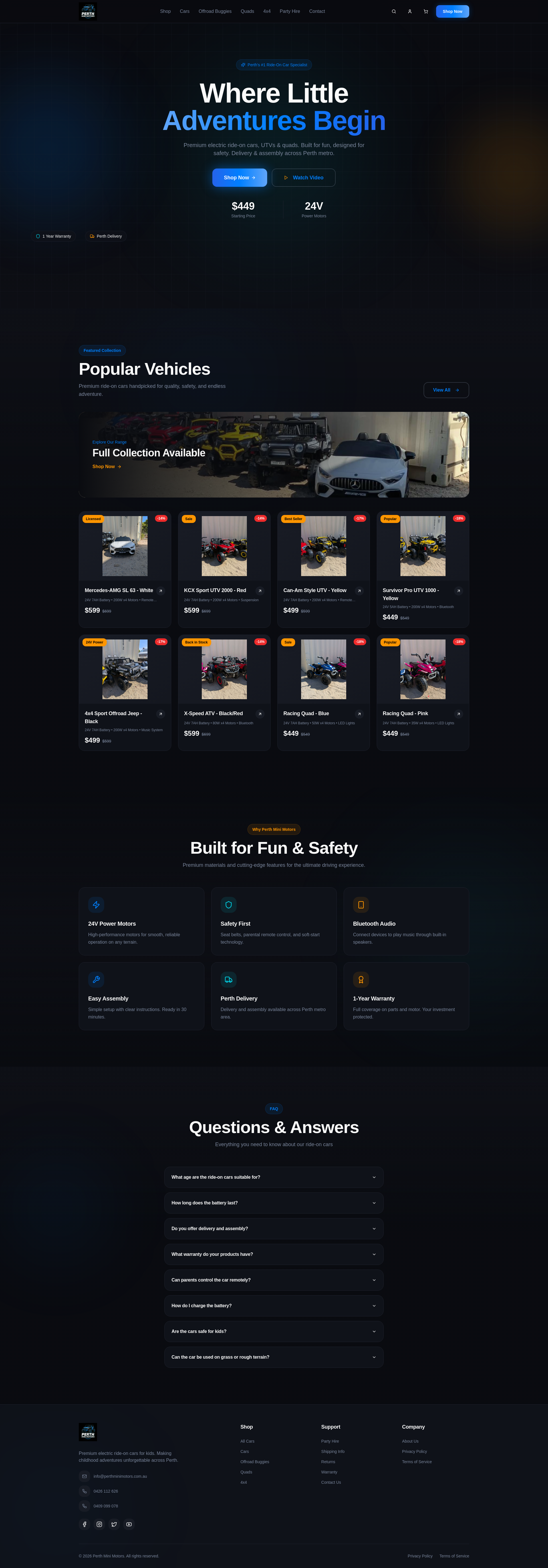 Perth Mini Motors - Premium Kids Electric Ride-On Cars